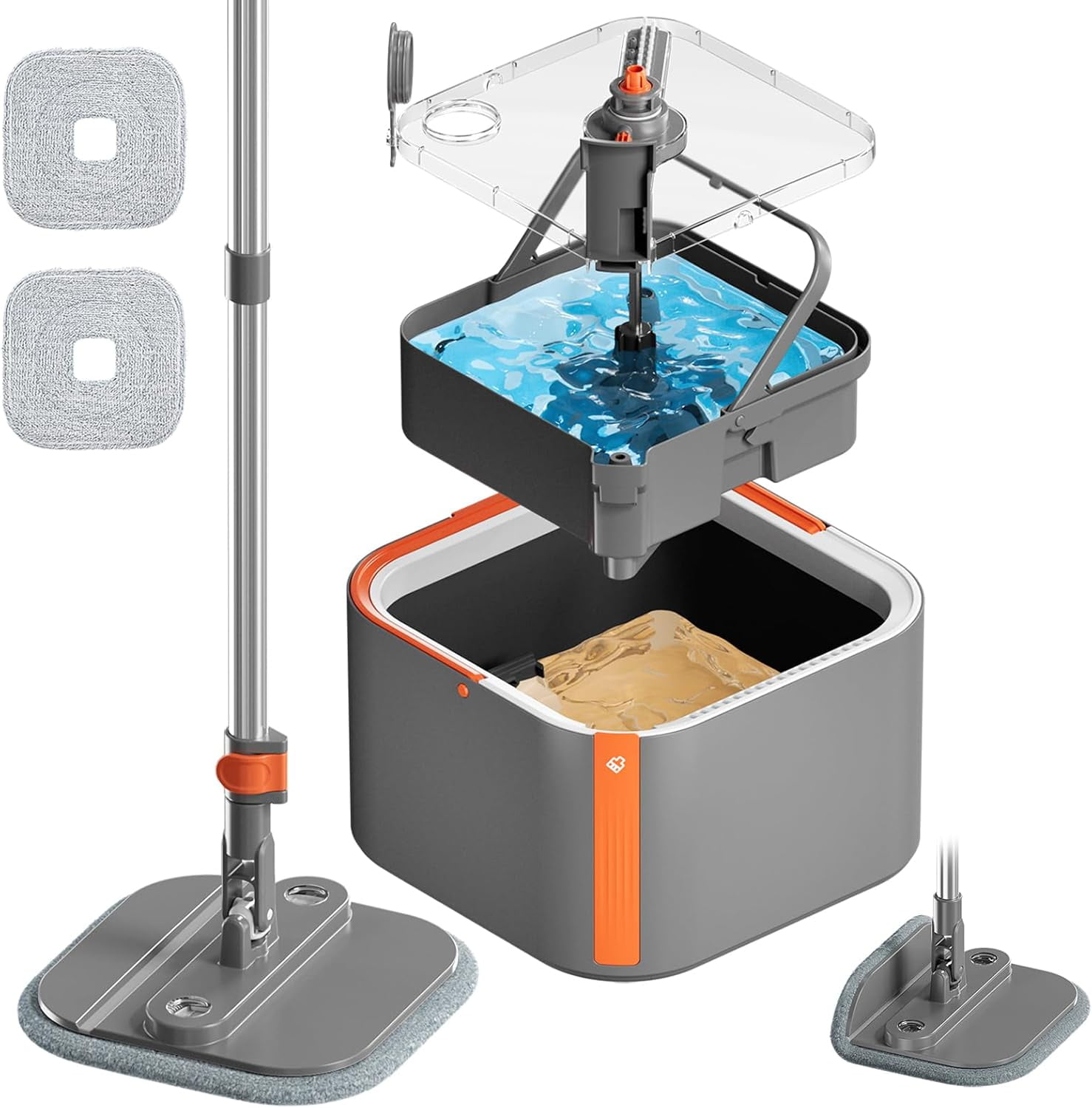 Upgraded Spin Mop and Bucket Set Self-Standing Mop Bucket Separate ...