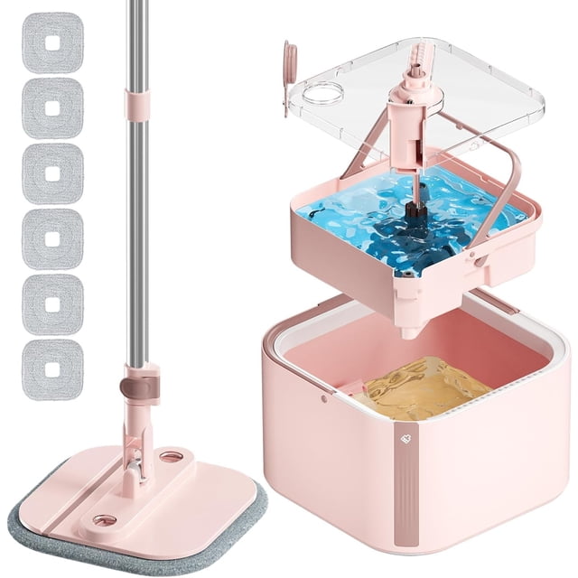 Upgraded Spin Mop and Bucket System Set, Self Separate Clean and Dirty ...
