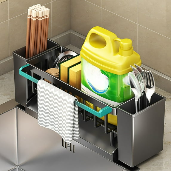 Upgraded Sponge Kitchen Sink Caddy Organizer Brush Sink Sponge With ...
