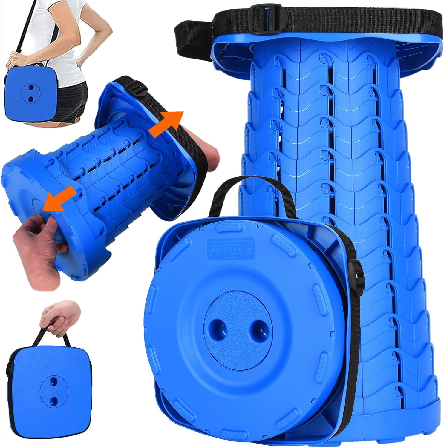 Upgraded Square Collapsible Stool For Adults,Portable Retractable ...