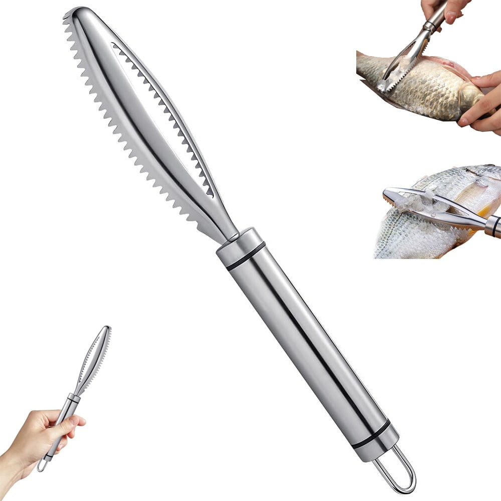 Upgraded Stainless Steel Fish Scaler Remover Manual Fish Scale Knife with Sawtooth Blade ...
