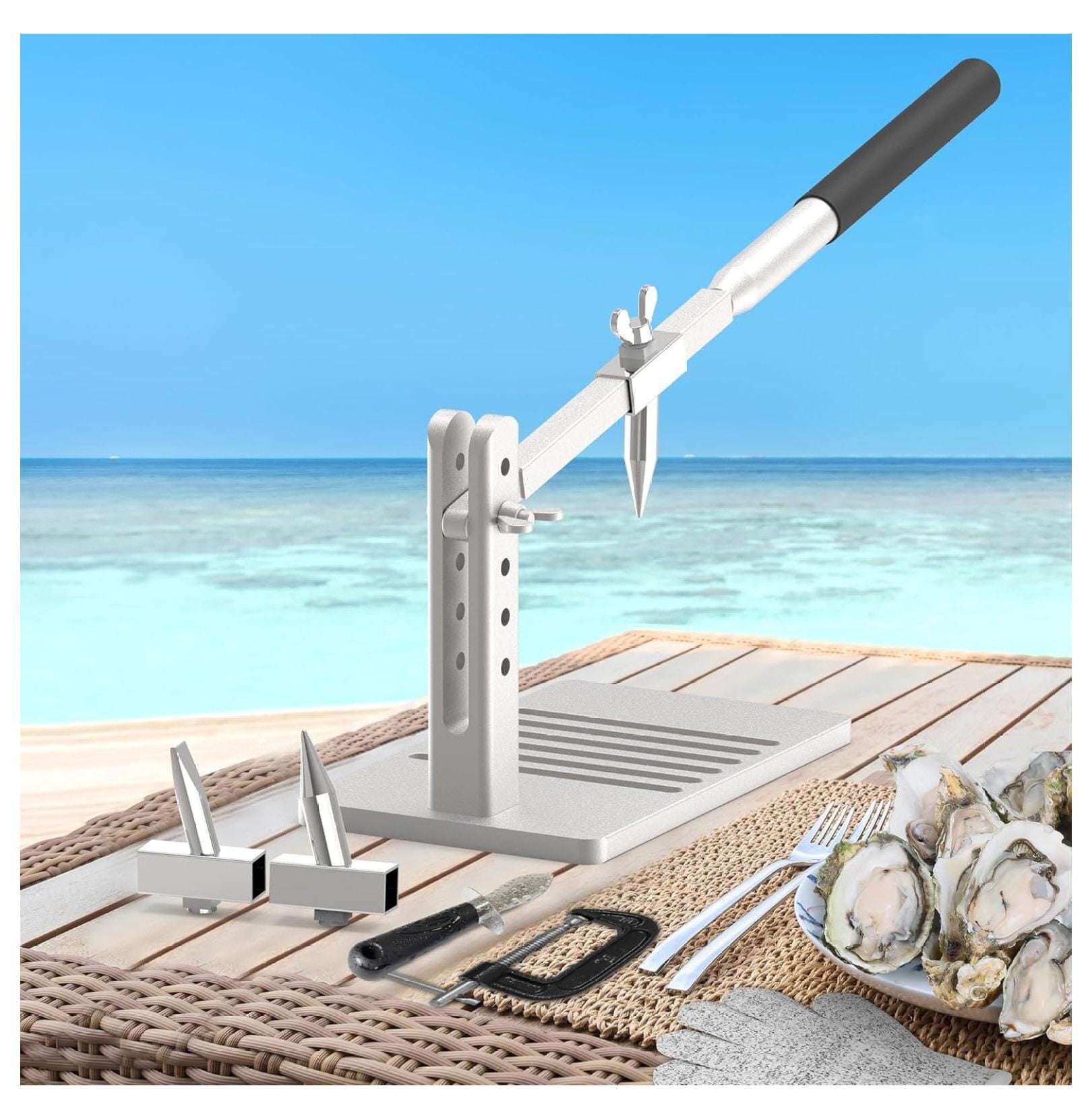 Upgraded Stainless Steel Oyster Shucker Machine Two Cutter Head, All ...