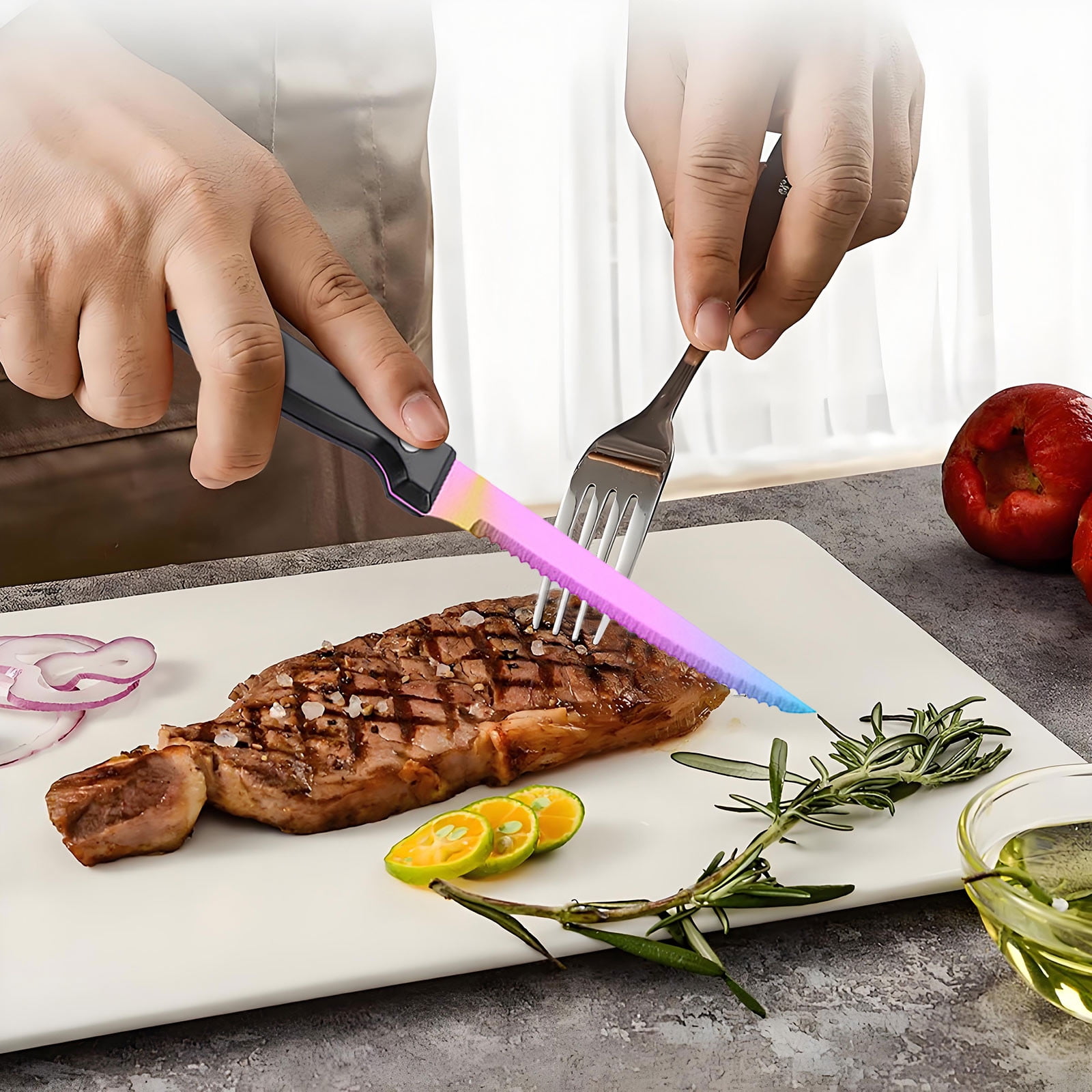 Upgraded Stainless Steel Super Serrated Western Knife Camping Steak ...