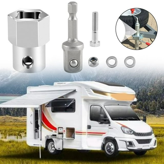 Upgraded Stainless Steel Trailer Crank Handle Cordless Drill Adapter ...