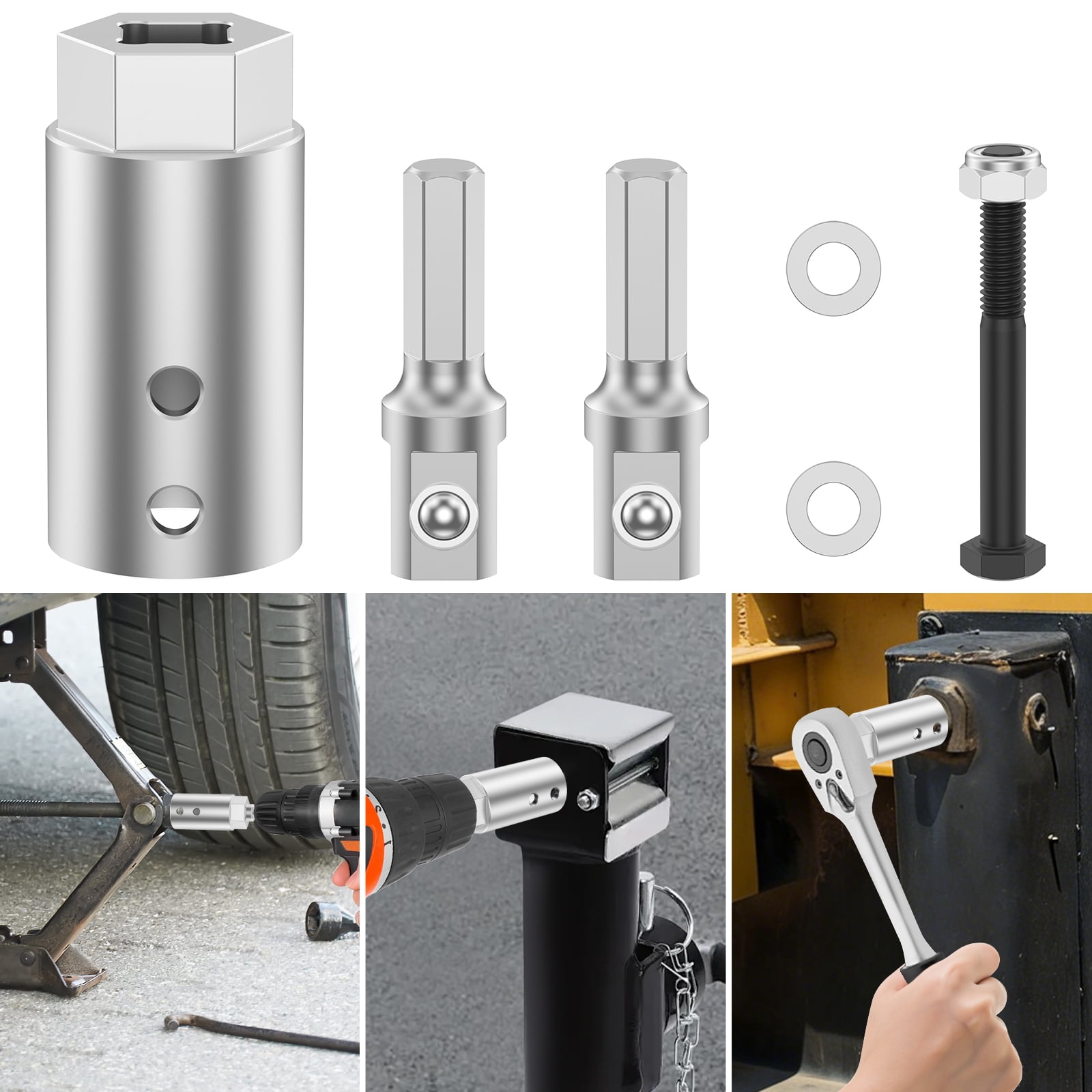 Upgraded Stainless Steel Trailer Jack Electric Drill Adapter with 1/2 ...