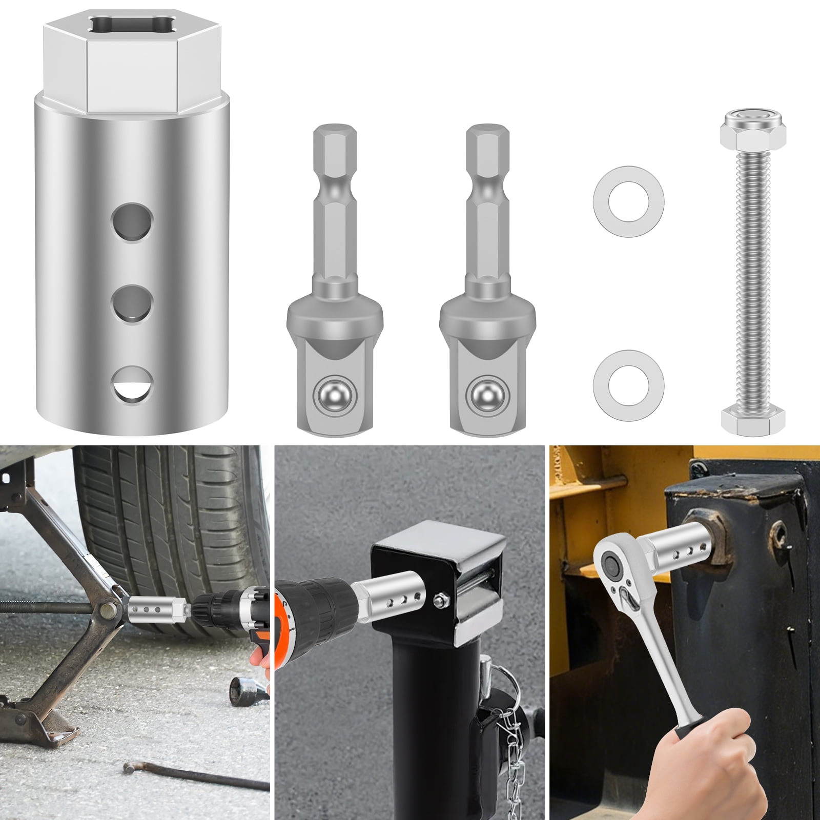 Upgraded Stainless Steel Trailer Jack Electric Drill Adapter with 1/2 ...