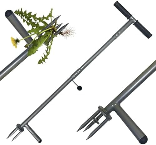 Upgraded Stand Weed Puller Tool - Heavy Duty 3-Claw Weeder for Lawn & Garden - No Bending, Long ...
