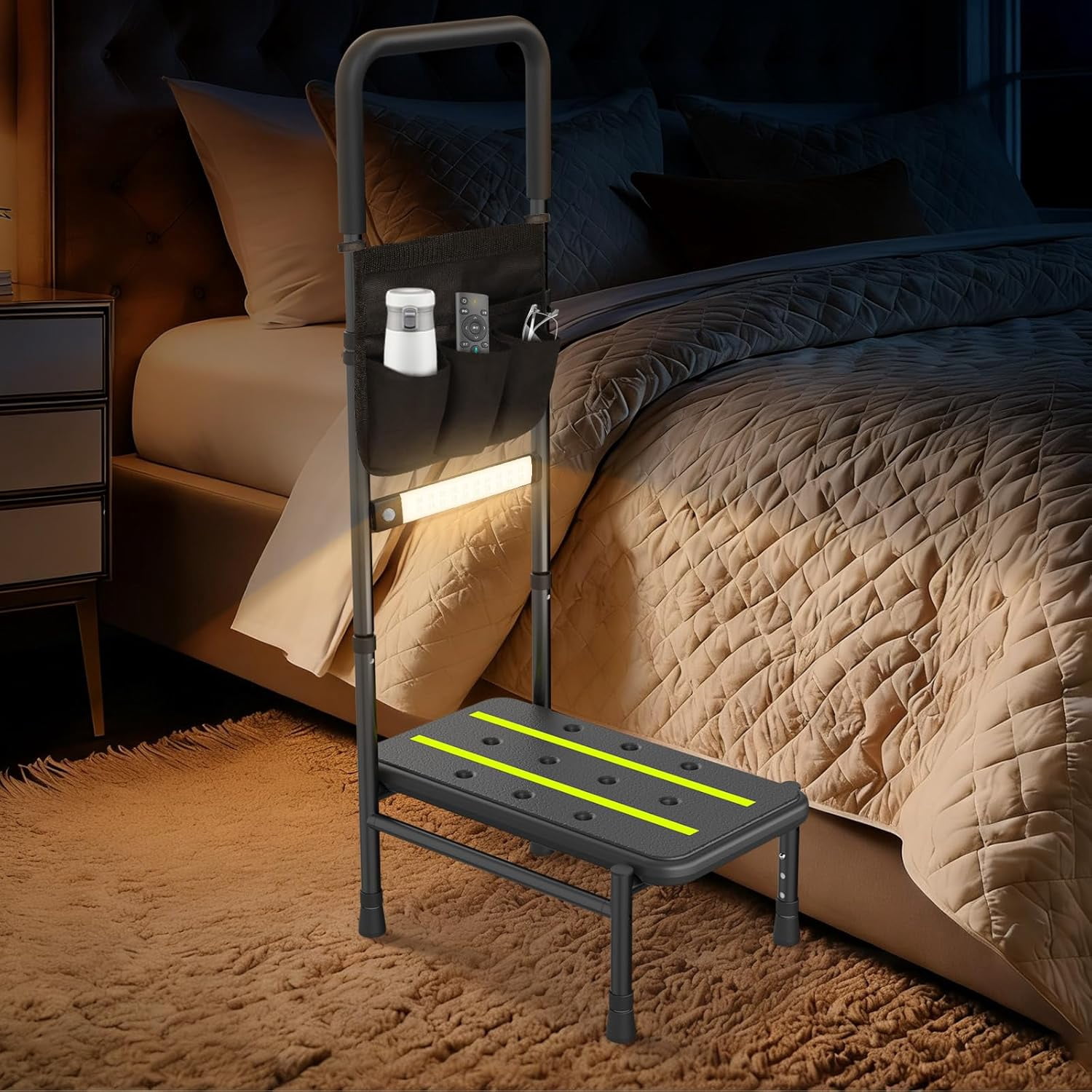 Upgraded Step Stool with Handle for Elderly Adults, Sturdy Bedside Step ...