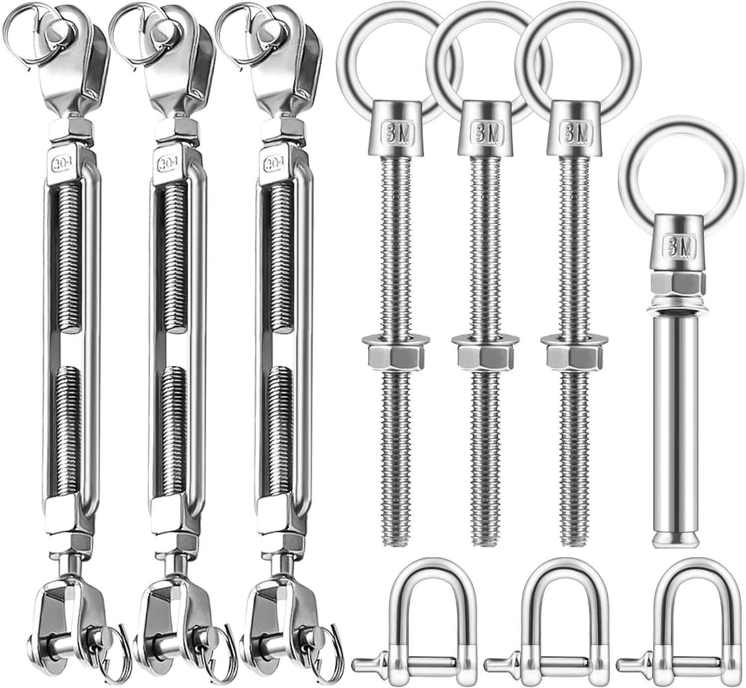 Upgraded Sun Shade Sail Hardware Kit with M8 Adjustable Turnbuckle and ...