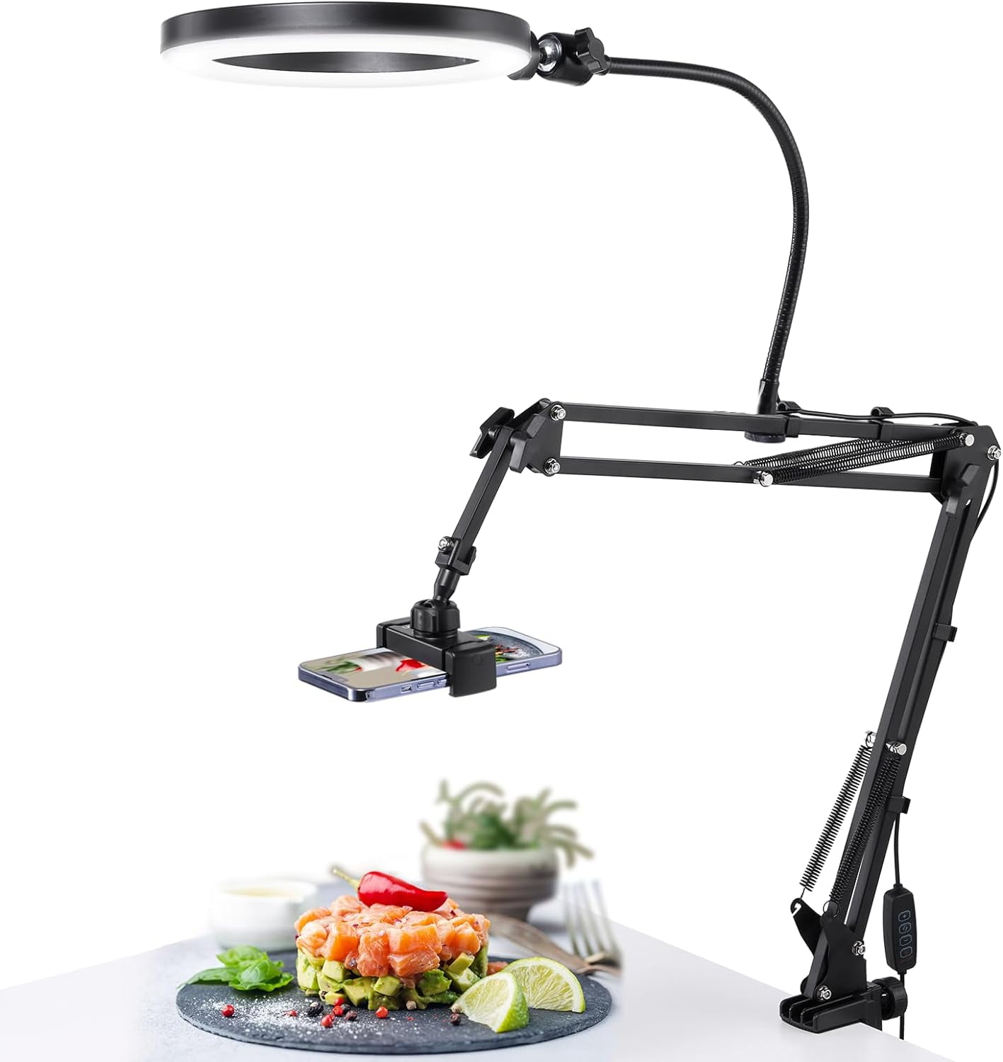 [Upgraded] TH03 Phone Stand for Recording, Overhead Phone Mount with ...