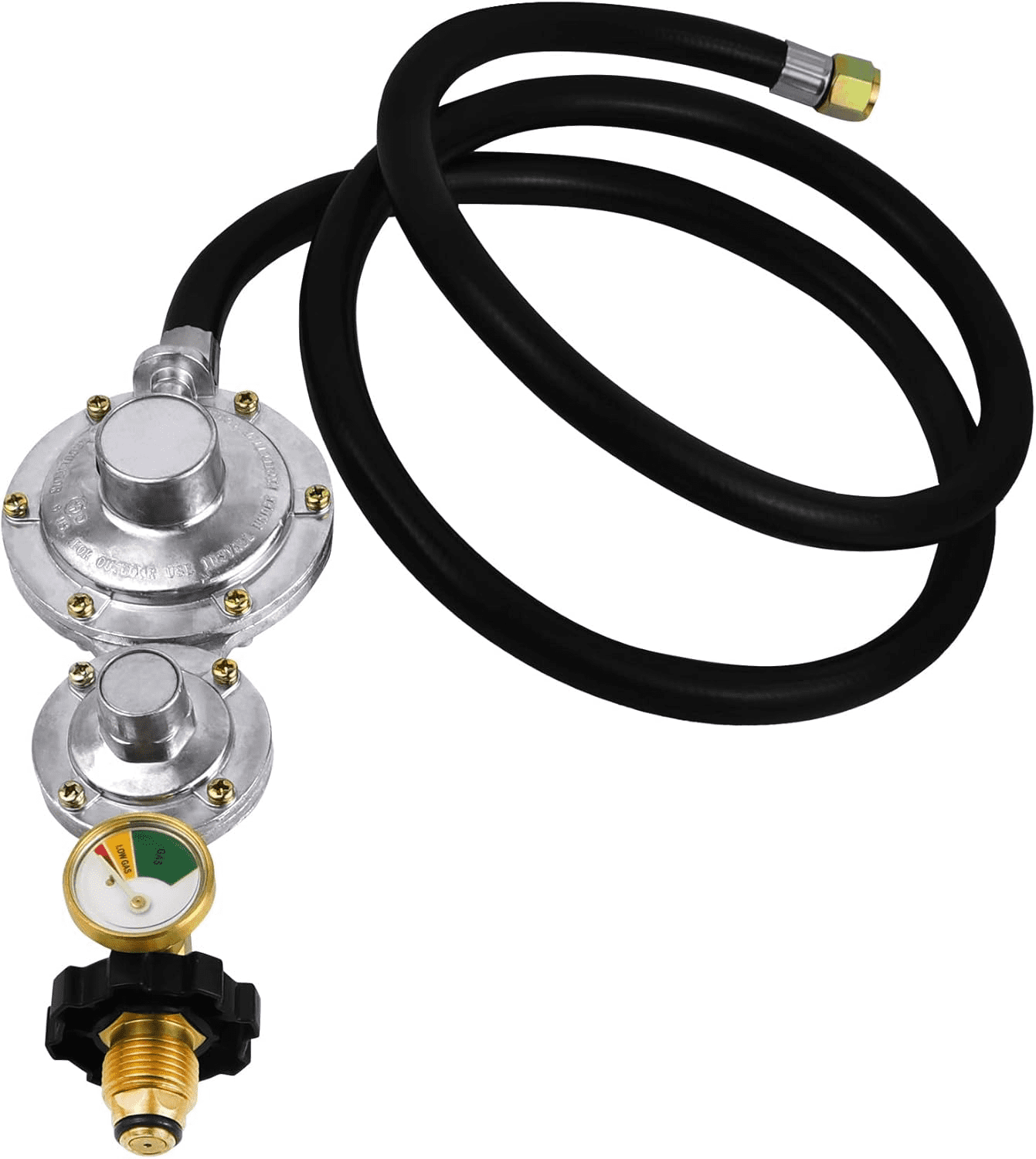 Upgraded Two Stage Propane Regulator with 5Ft Hose and Gauge, Standard ...