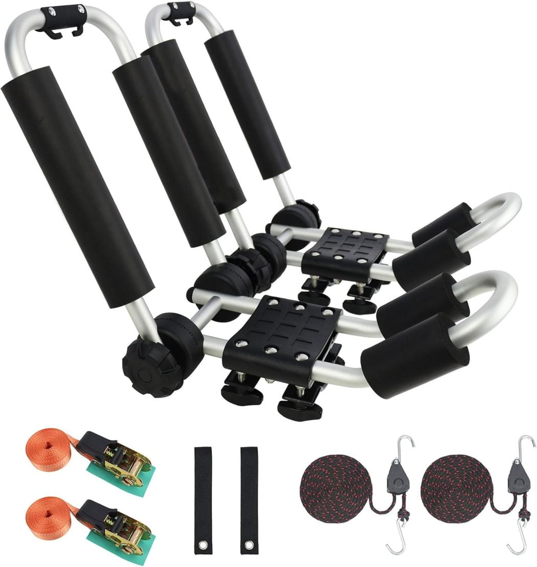 Upgraded Universal Folding Kayak Rack, J-Bar Carrier for Canoe Boat SUP ...