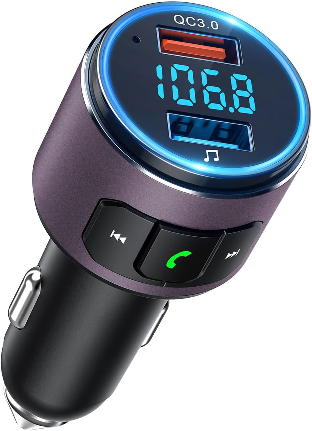 Upgraded V5.3 FM Bluetooth Transmitter, Bluetooth Car Adapter QC3.0 & LED Backlit Wireless FM ...