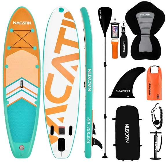 Upgraded Version 10'6" Inflatable Paddle Board Nacatin Stand-Up ...