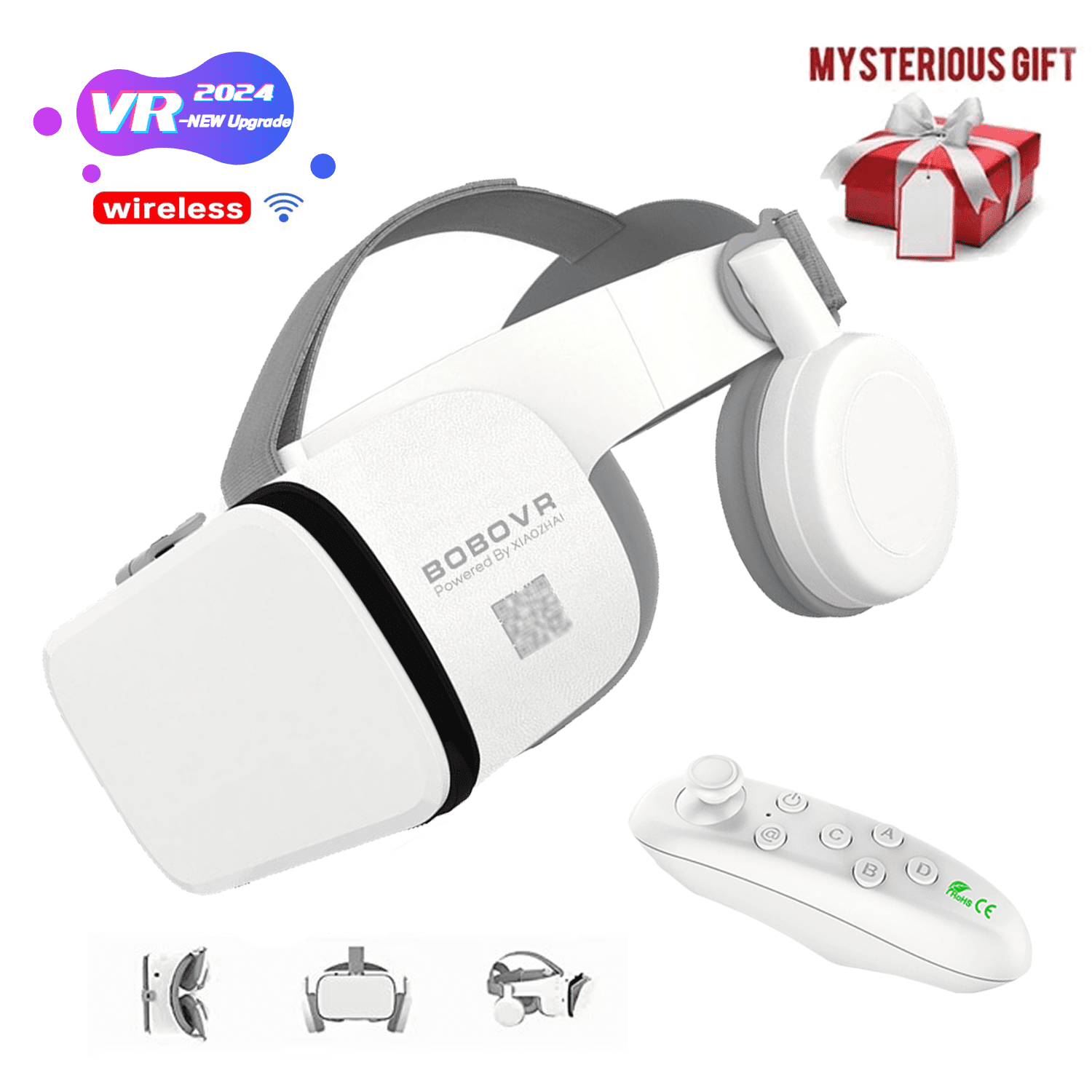 Upgraded Version 2024 Virtual Reality 3D VR Headset Smart Glasses, with Wireless Remote Control ...