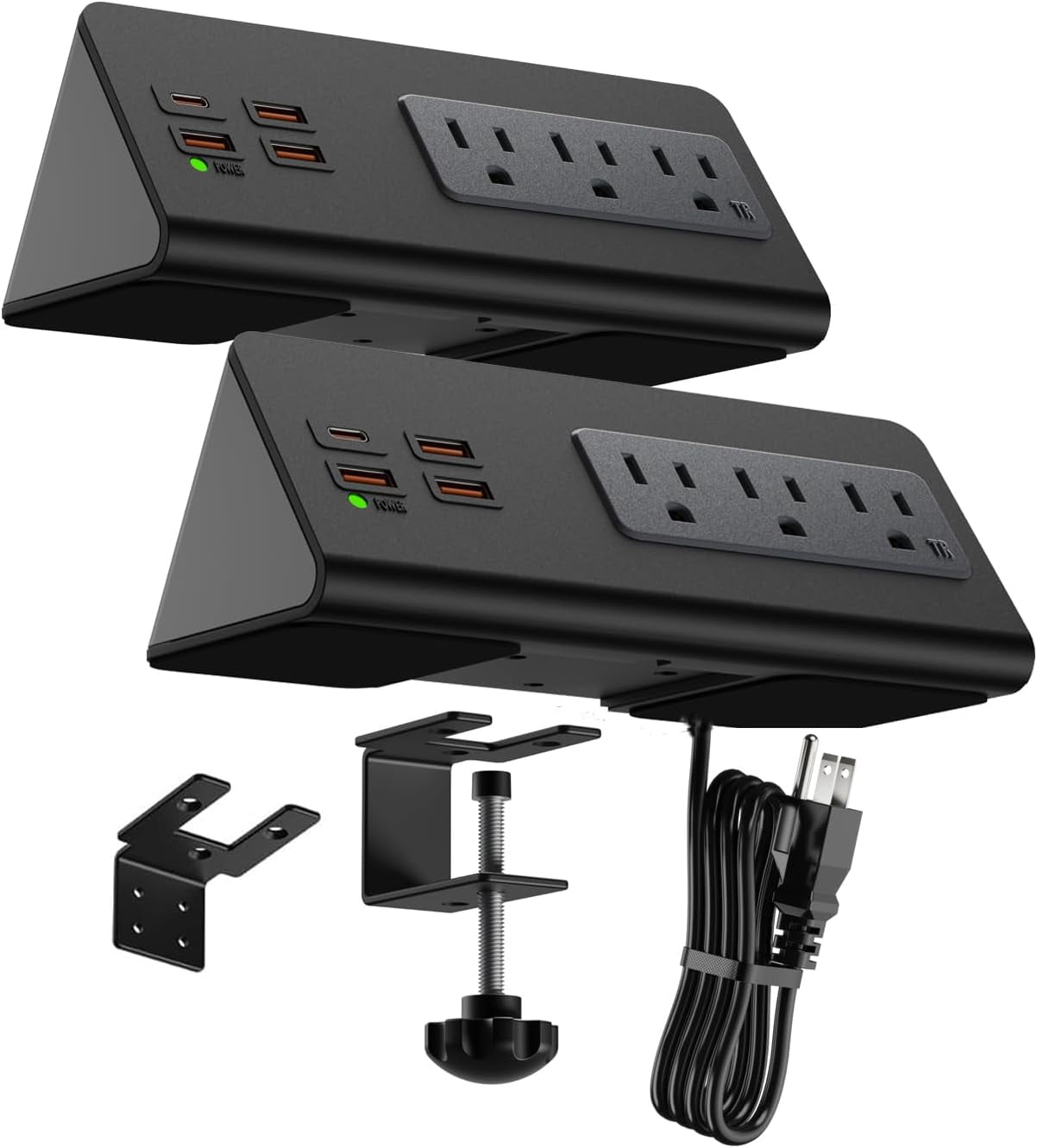 Upgraded Version Edge Mount Power Strip with USB-C Ports Tabletop Surge ...
