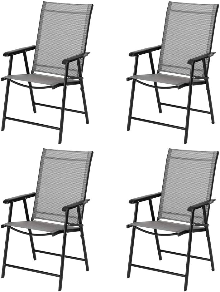Upgraded Version Set of 4 Folding Chairs with Arms, Portable Patio ...