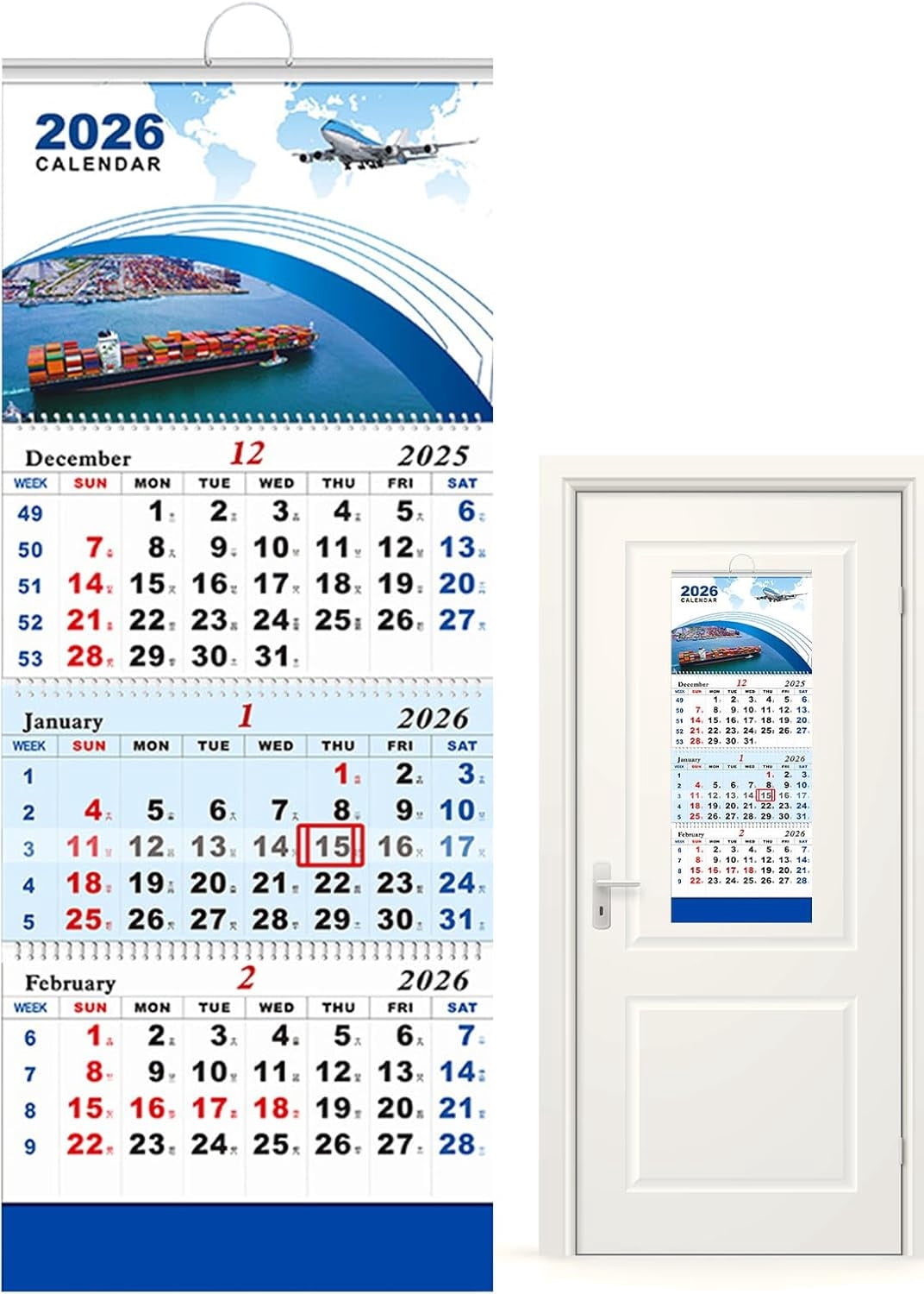 Upgraded Verticals Trifold Wall Calendar 2026 3 Month Views Calendar ...