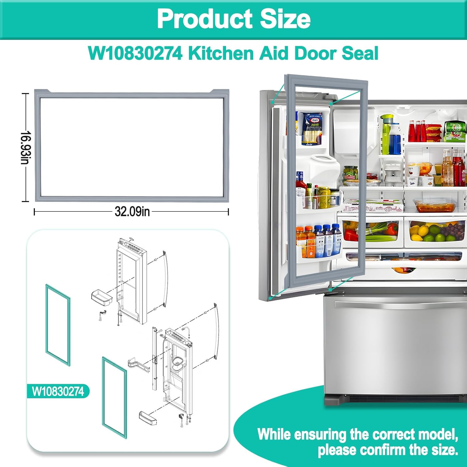 Upgraded W10830274 Refrigerator Door Gasket Replacement - Walmart.com