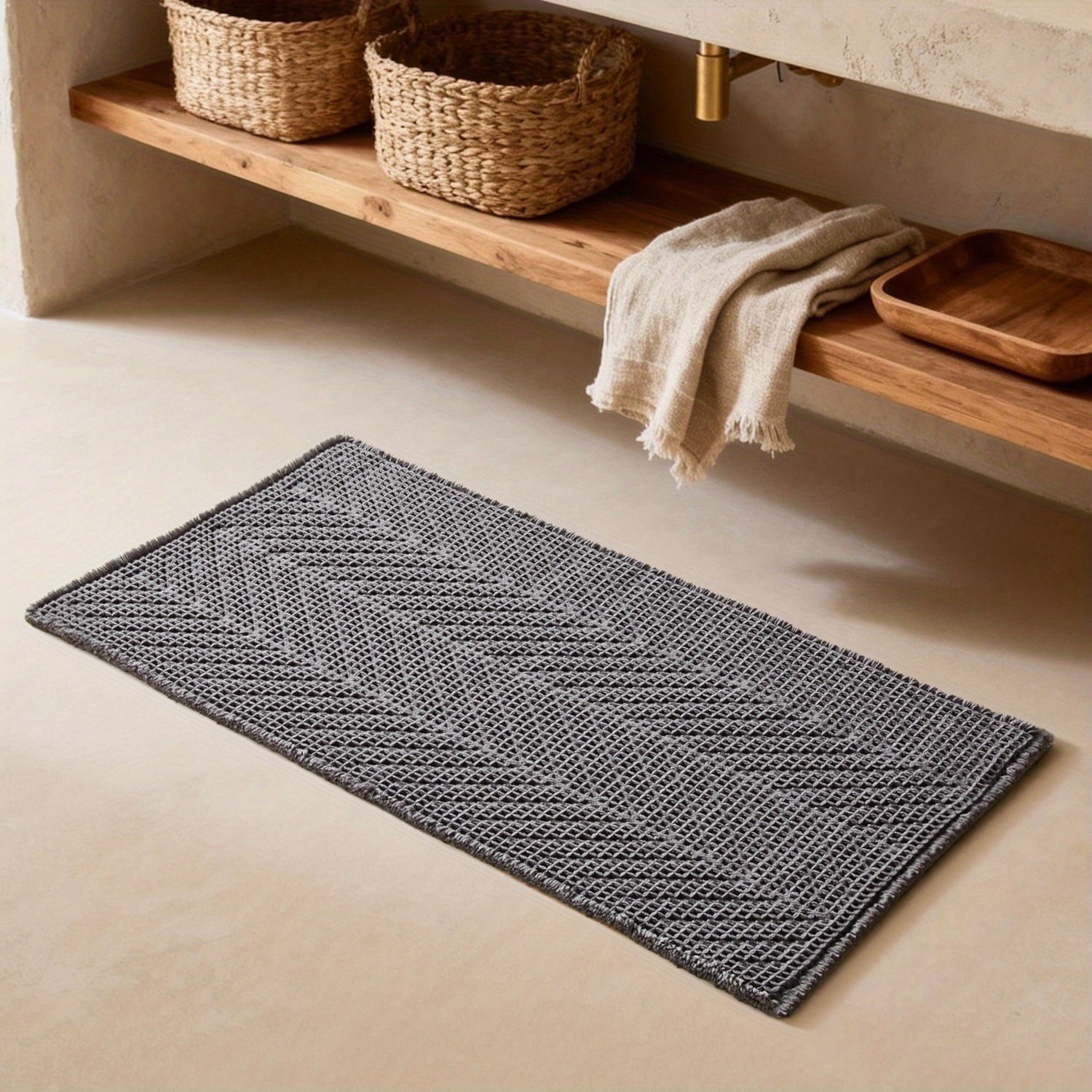 Boho Bathroom Rug - Ultra Soft Anti Non Slip Bath Rug for Bathroom ...