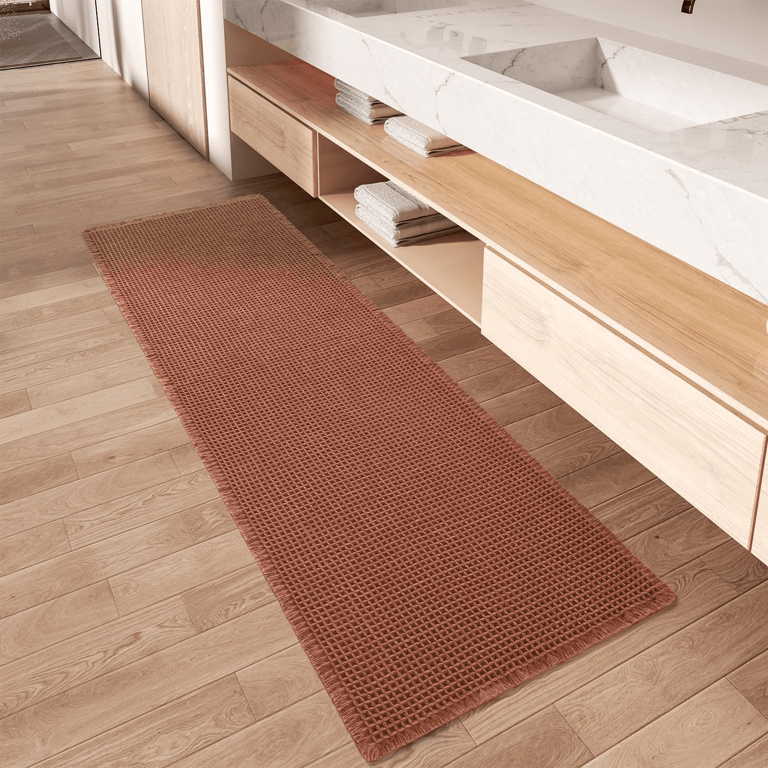 Upgraded Waffle Runner Rug Super Absorbent Non Slip Bath Mats for ...