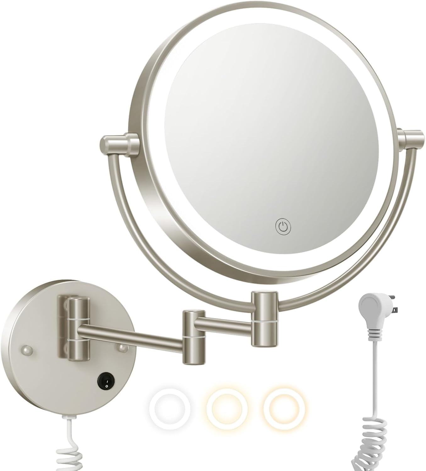 Upgraded Wall Mounted Makeup Mirror with Lights, Super Large Double Sided 1X/10X Magnifying ...