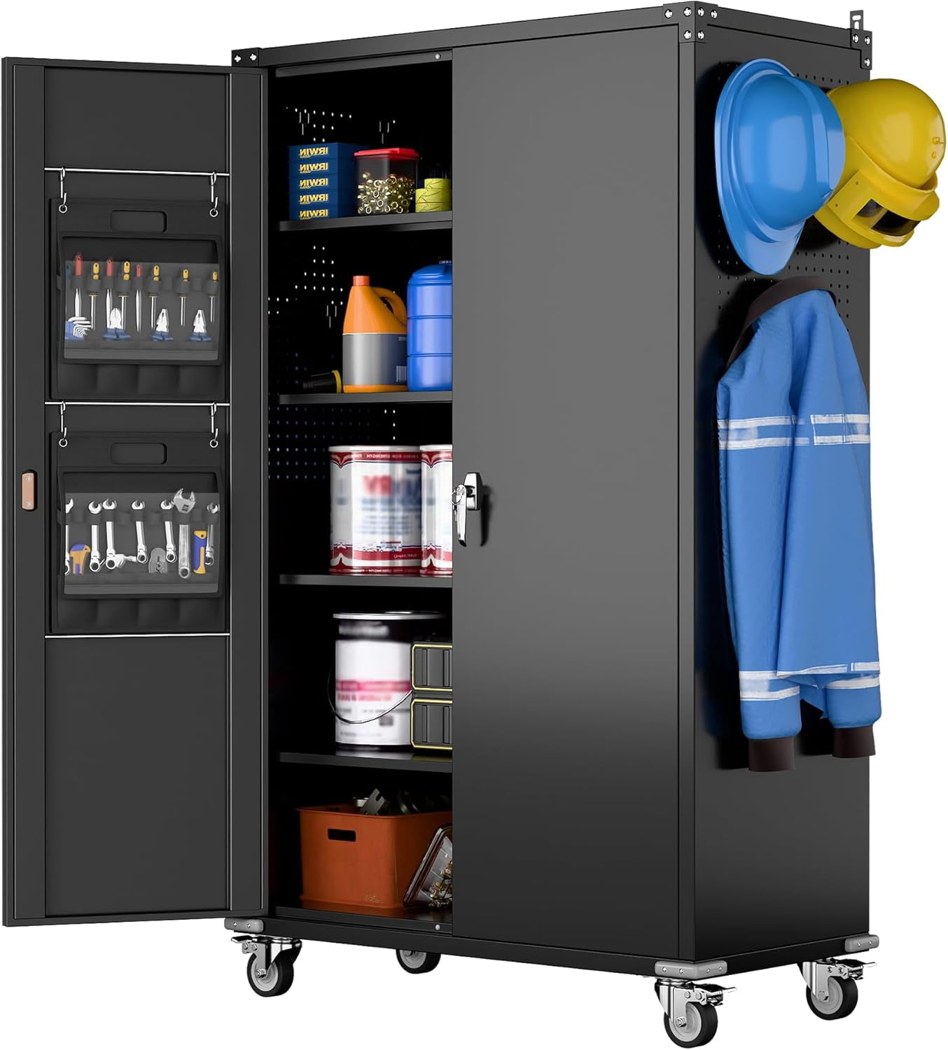 Upgraded Wide and Deep Garage Storage Cabinet with Wheels and Doors ...