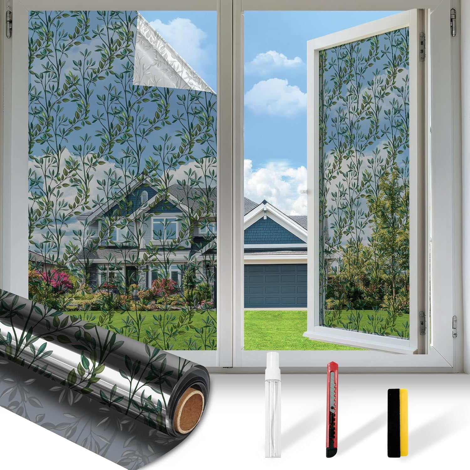Upgraded Window Privacy Film One Way Daytime Privacy Static Cling Sun ...