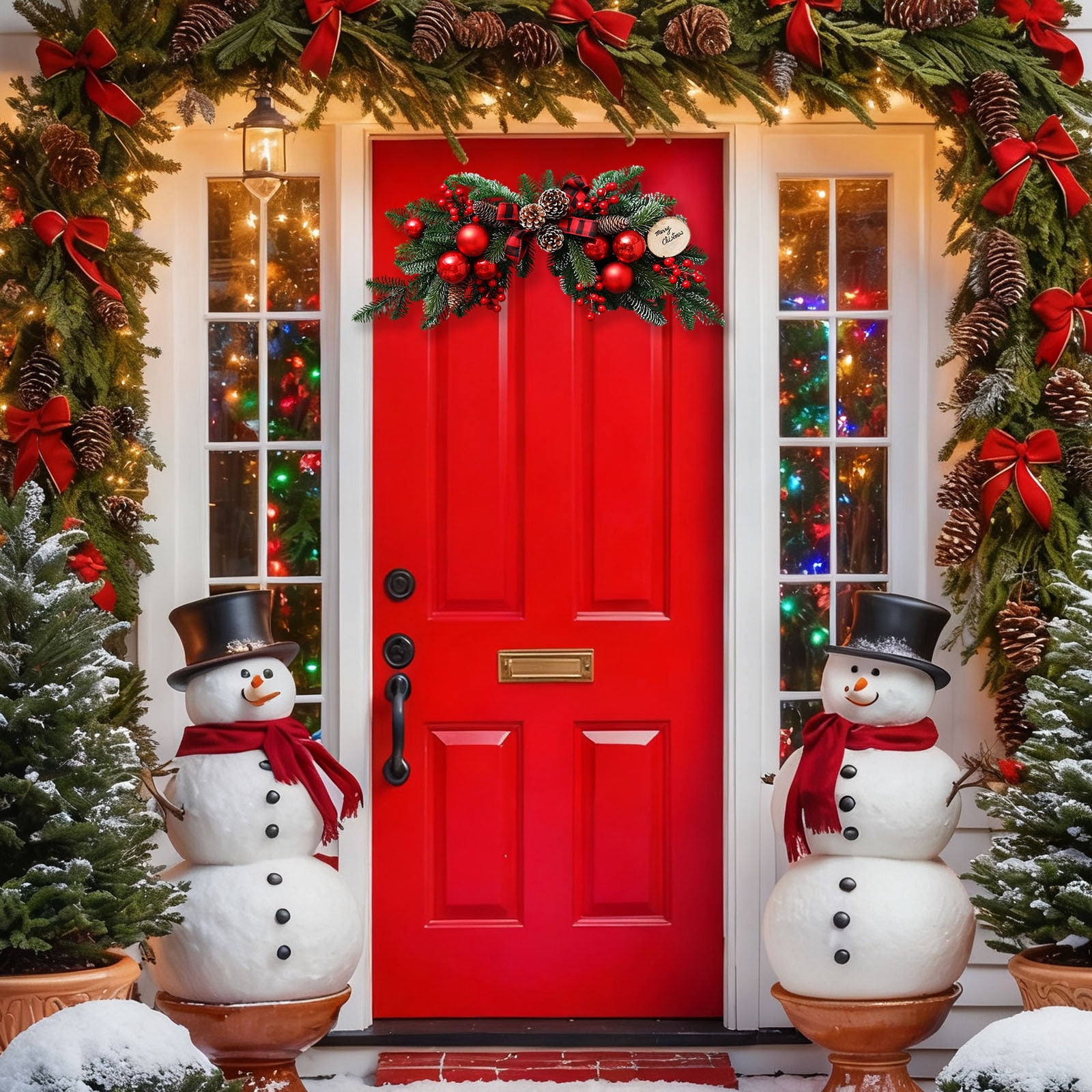 Upgraded Winter Wreaths Rattan For Front Door Large Christmas Wreath ...