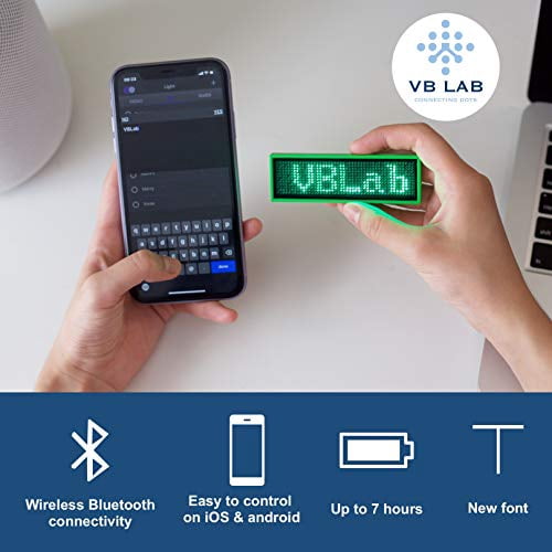 Upgraded Wireless Bluetooth LED Name Badge Rechargeable Name Tag (Green ...