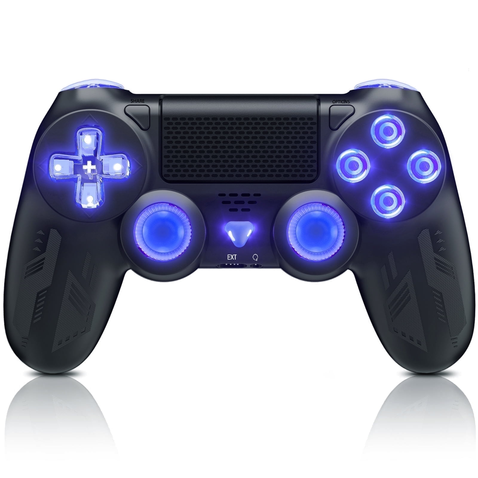 Gamrombo Wireless Controller for P 4 with LED RGB Light Compatible with P4 Slim Pro PC Black