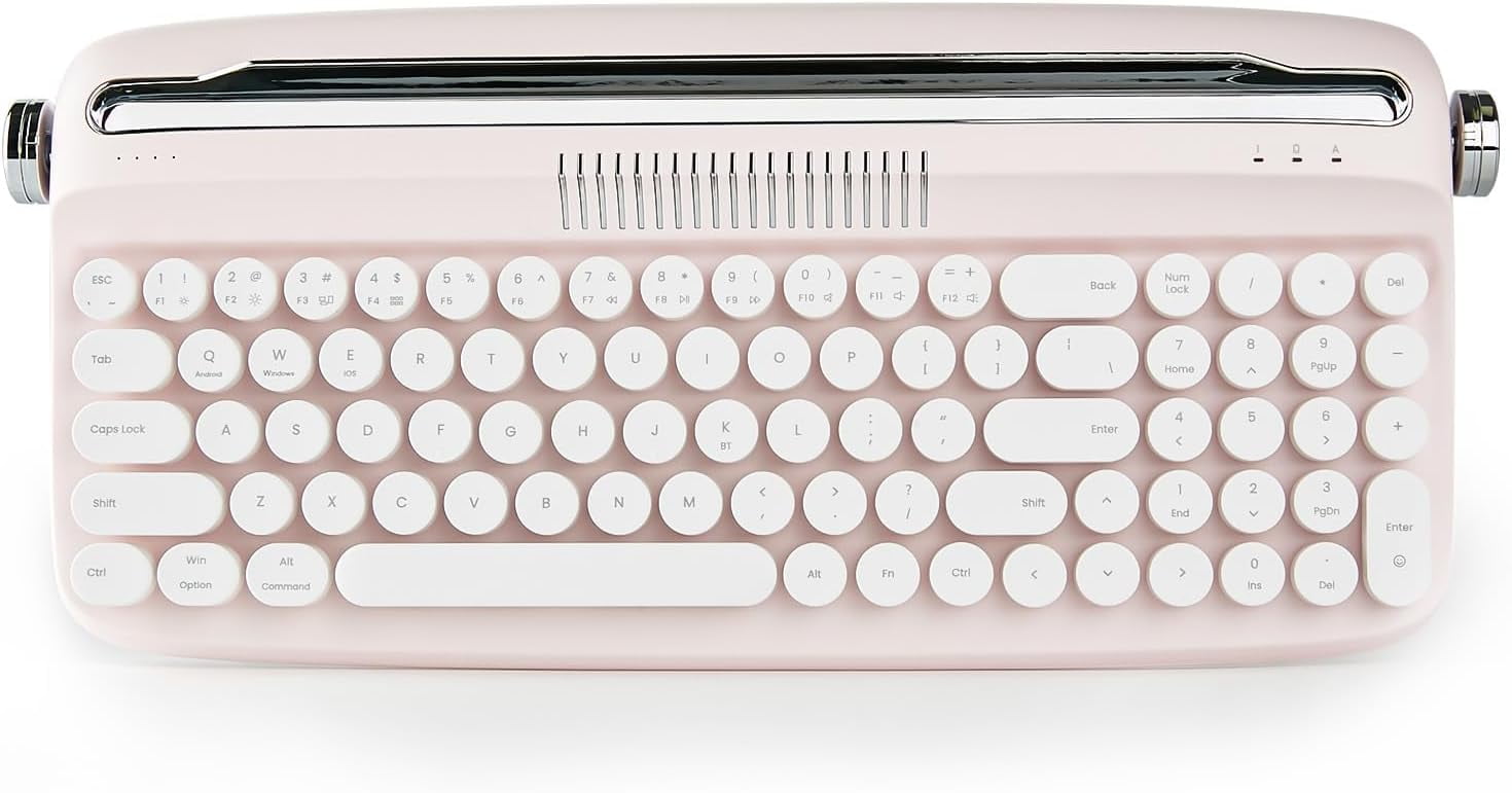 Upgraded Wireless Keyboard, Retro Keyboard Typewriter Style with ...