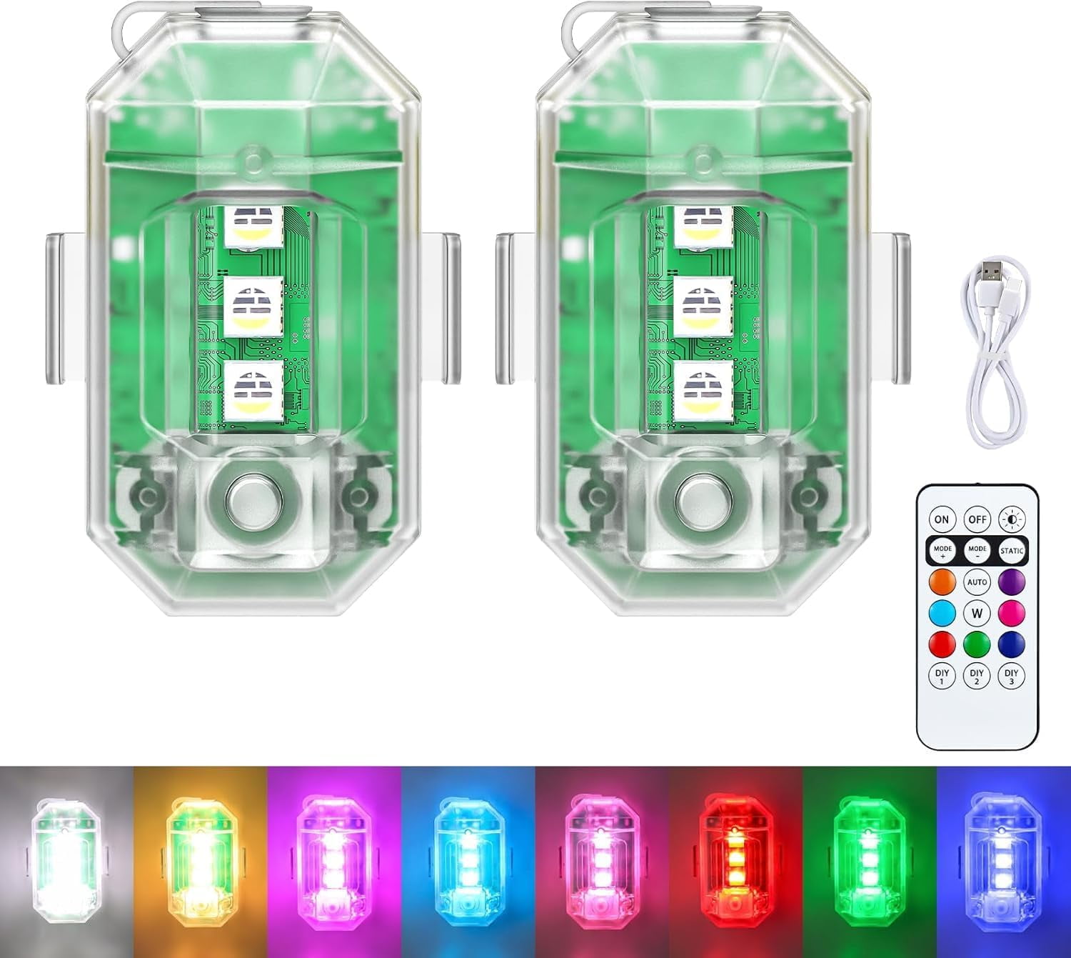 Upgraded Wireless & Rechargeable Anti-Collision LED Lights with Remote ...