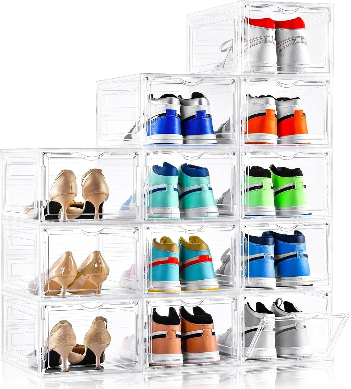 Upgraded X-Large Shoe Organizer,Shoe Storage Organizer,12 Pack,Shoe Box ...