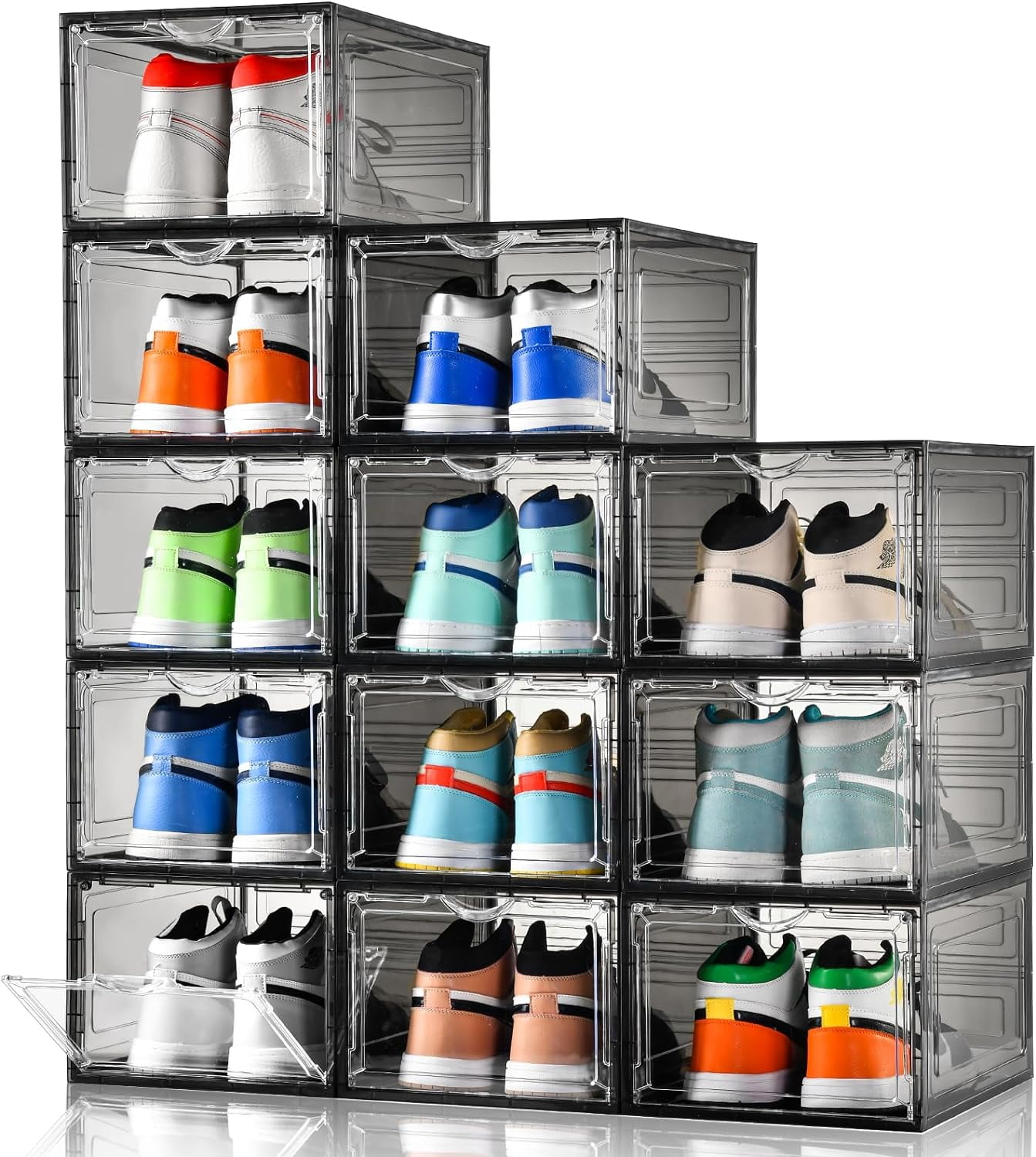 Upgraded X-Large Shoe Storage Box,12 Pack,Shoe Box Clear Plastic ...