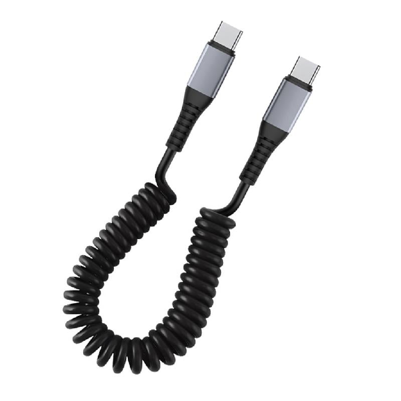 Upgrades Coiled Music Cable USB to USB C Retractable Fast Charging Cord ...