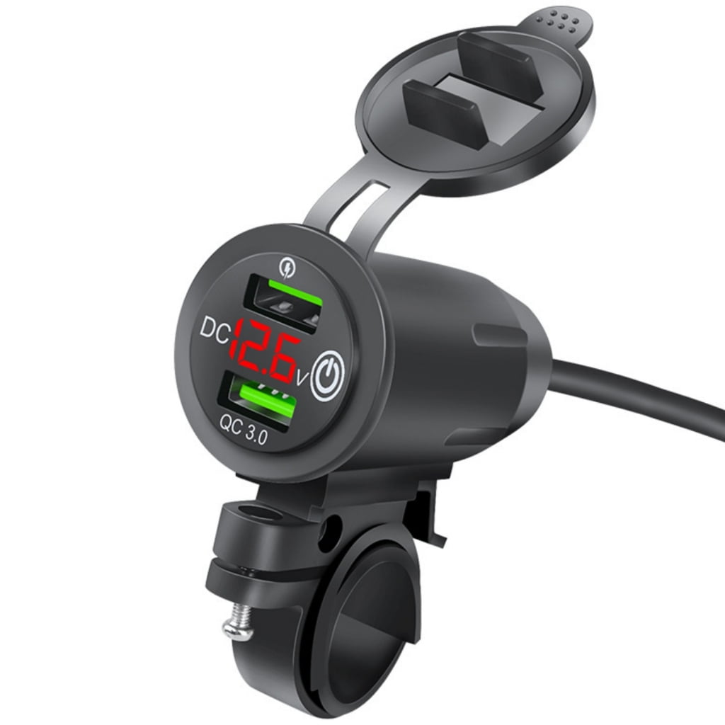 Upgrades Motorcycle Phone Charger Waterproof Double QC3.0 USB Port ...