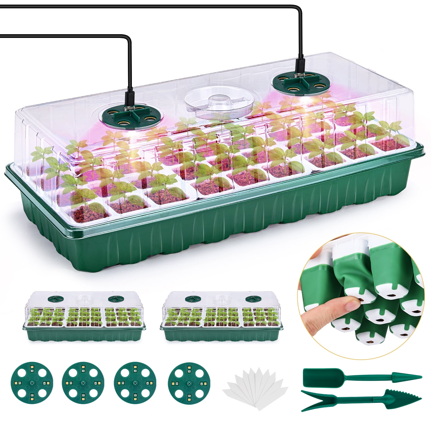 Upgraed Seed Starter Trays, 2 Pack Anti-Overflow Seed Starter Kit with ...