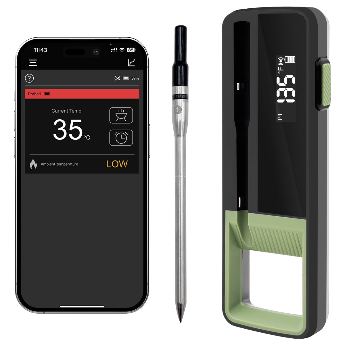 Upgrade Wireless Smart Meat Thermometer Probe, Bluetooth Meat ...