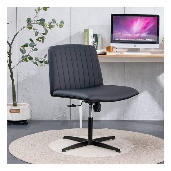 Upholster Armless Home Office Desk Chair, Ergonomic Vanity Chair No ...