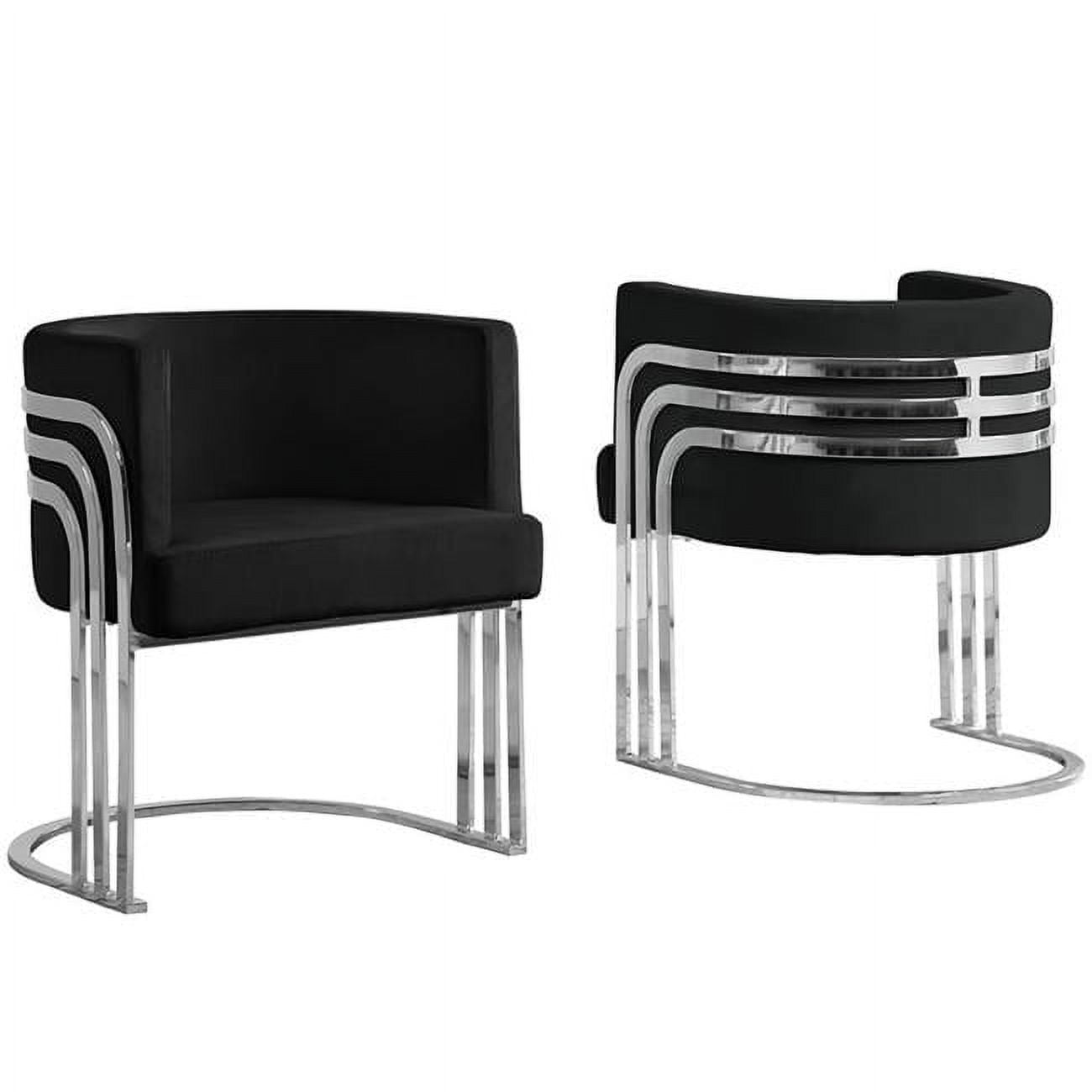 Upholstered Accent Barrel Chair with Silver Chrome U-Shaped Base (Set ...