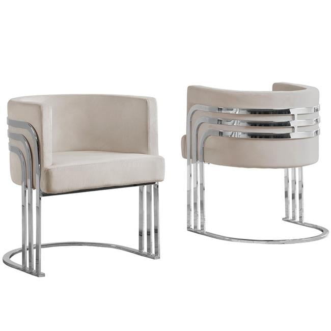 Upholstered Accent Barrel Chair with Silver Chrome U-Shaped Base (Set ...