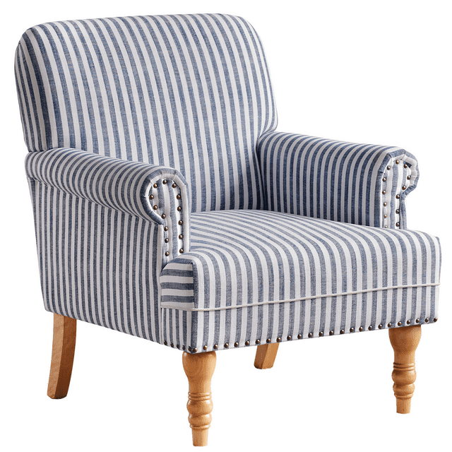 HUIMO Dark Blue Stripe Mid-Century Modern Armchair - Walmart.com