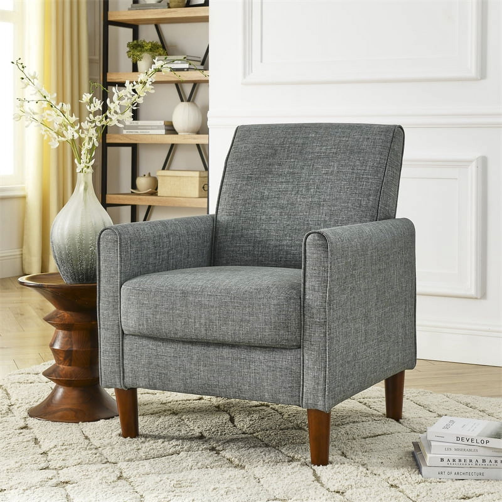 Upholstered Accent Chair, Modern Armchair with Padded Seat, Living Room ...