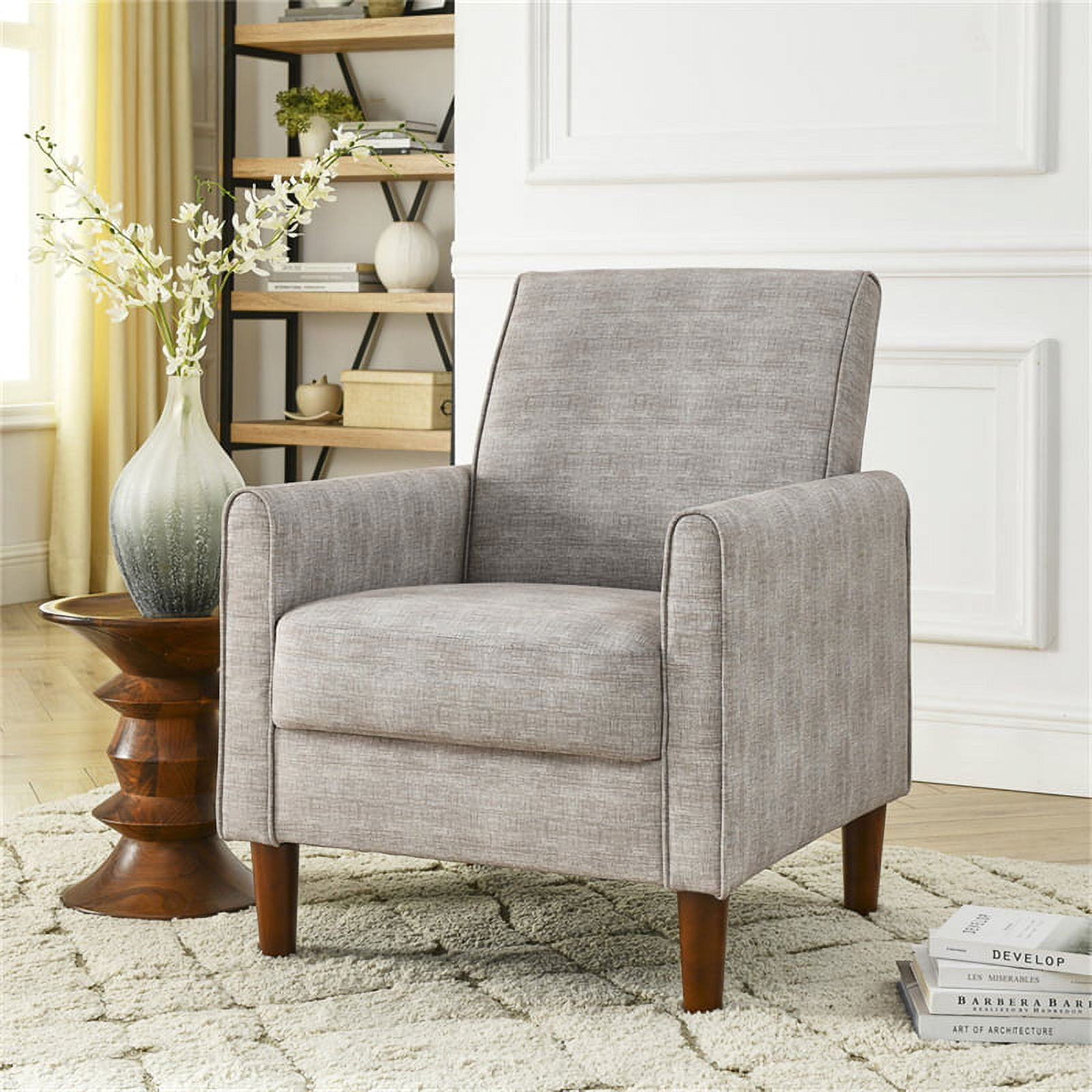 Upholstered Accent Chair, Modern Armchair with Padded Seat, Living Room ...