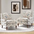14 Karat Home Floral Accent Armchair Set of 2, Wide Back Lounge Sofa ...