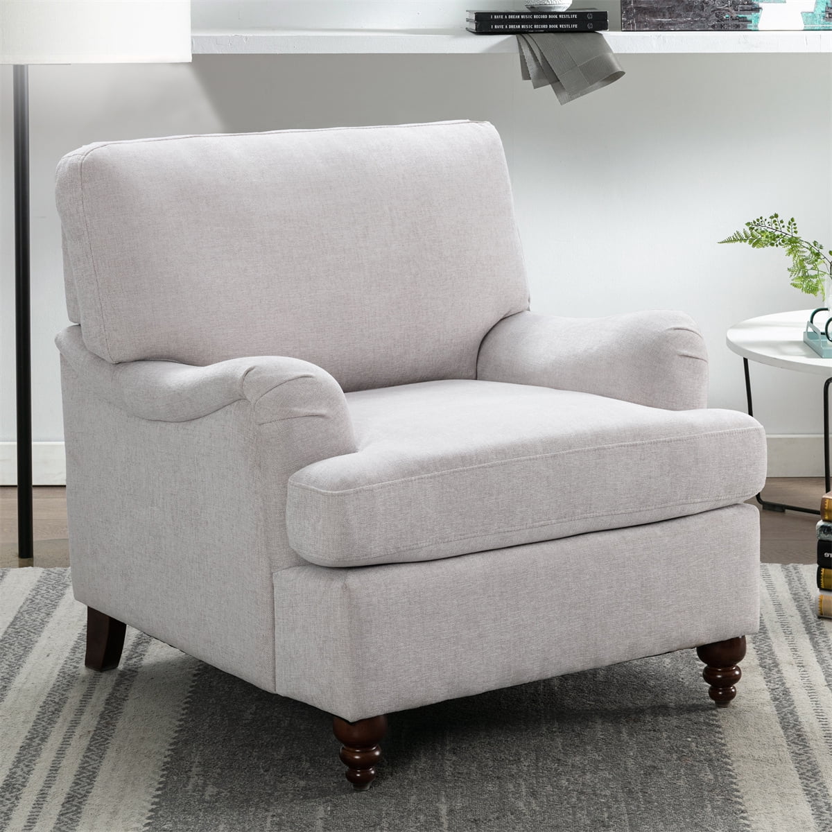 Upholstered Accent Chair, Single Sofa Chair with English Roll Arm and ...