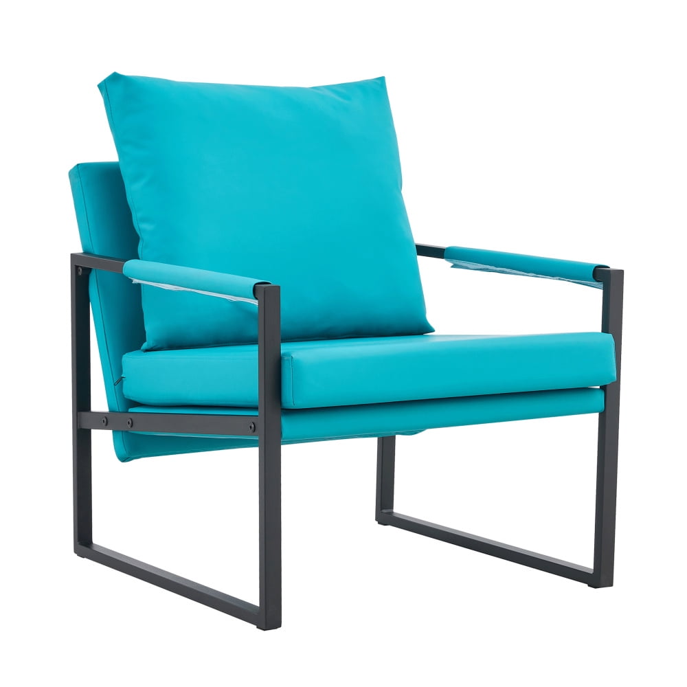 Upholstered Armchair with Metal Frame, Leather Accent Arm Chair Modern ...