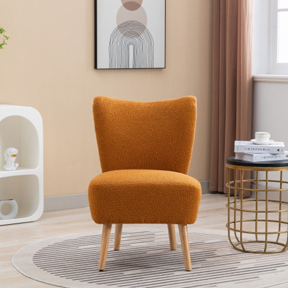 Upholstered Armless Accent Chair Modern Slipper Chair, Cozy Curved ...