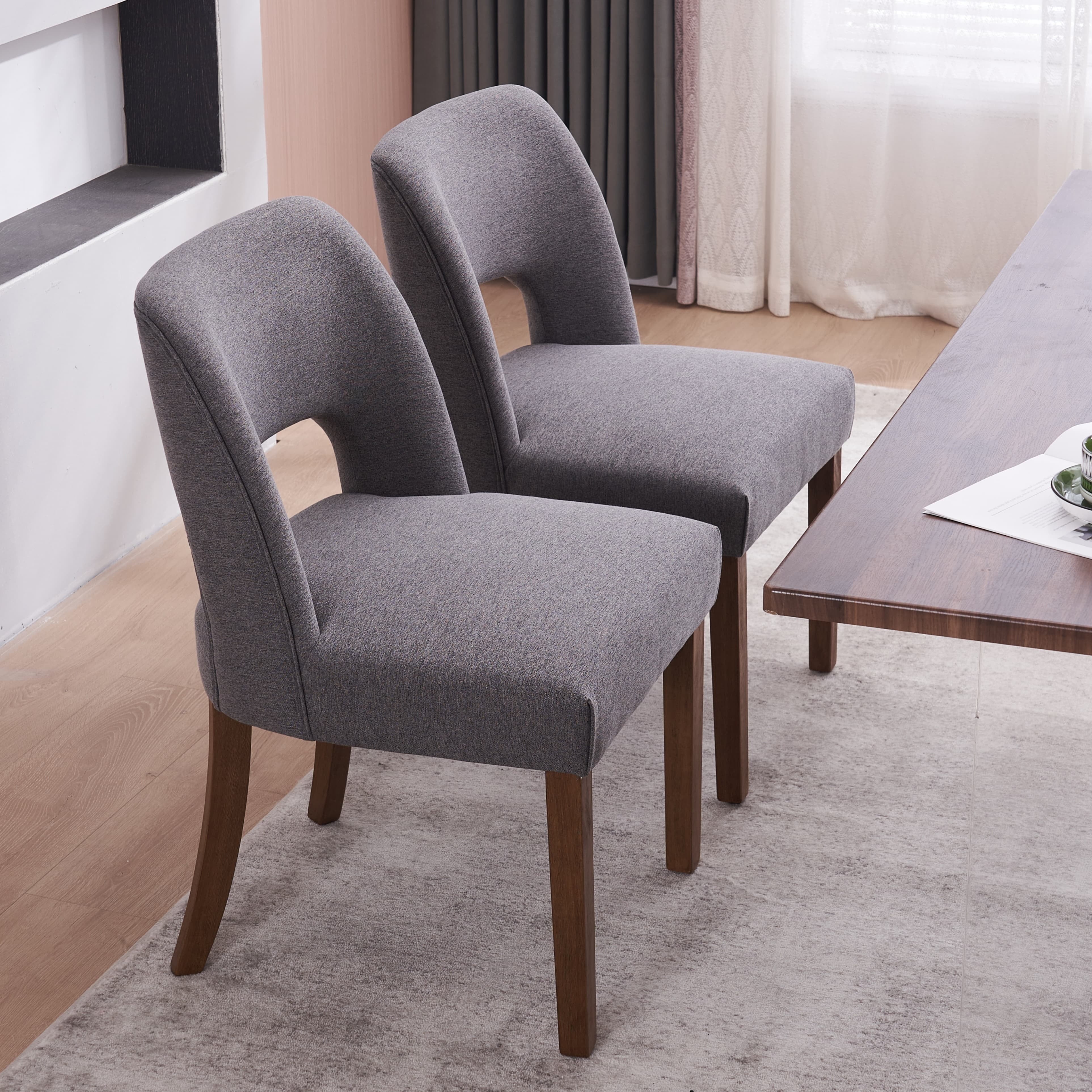 Upholstered Back Side Dining Chair, Gray Fabric - Walmart.com
